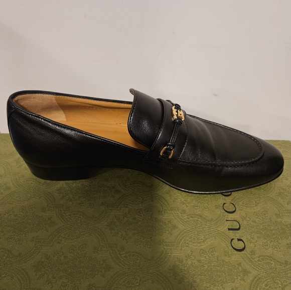 Gucci | Shoes | Gucci Womens Interlocking G Apron Toe Loafers Black B ...